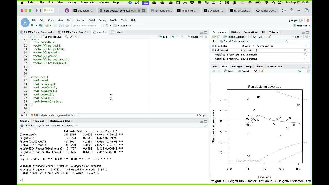 Class 7: Example Bayesian Linear Model (Lecture 3a Example, Part 1 ...