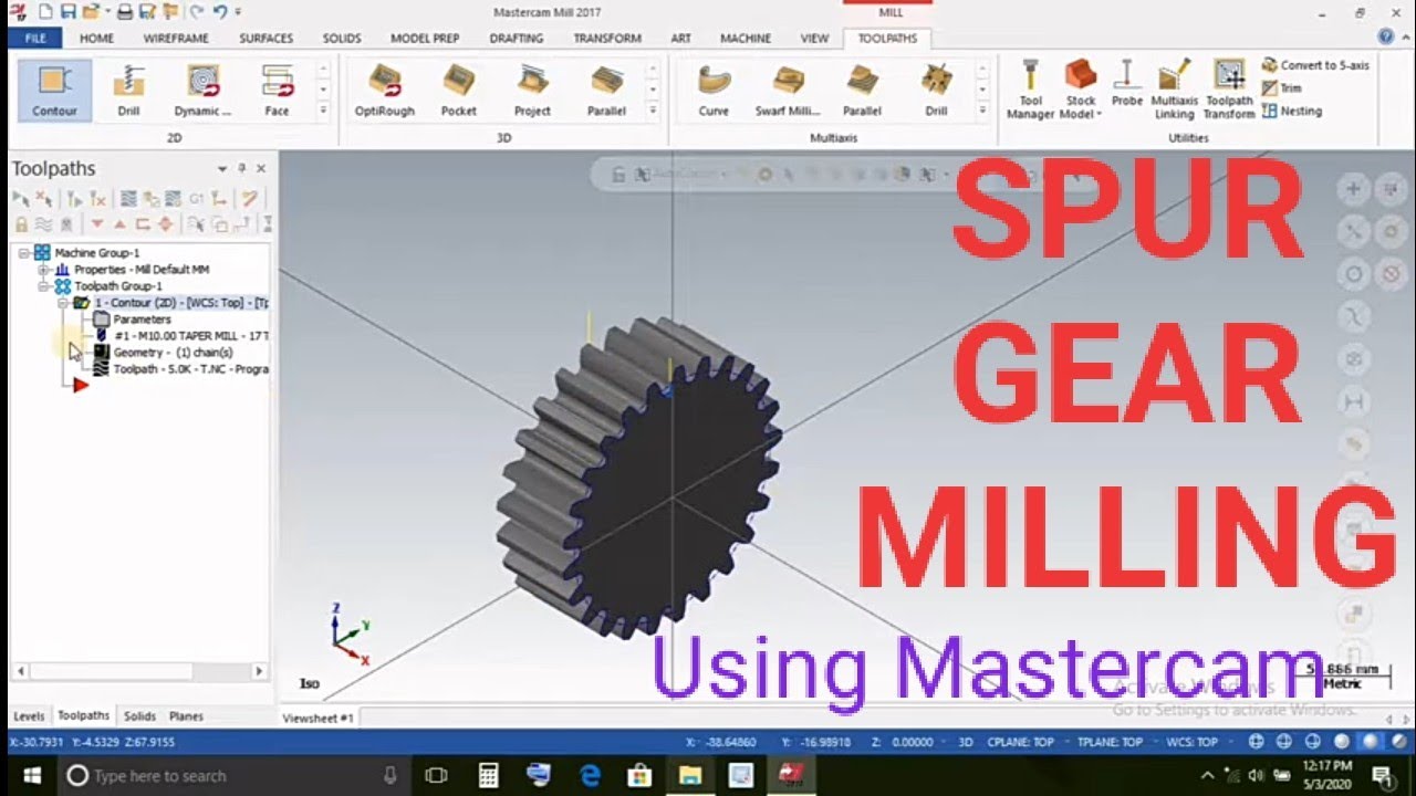 Mastercam CNC spur gear milling tutorial | Spur gear milling | gear ...