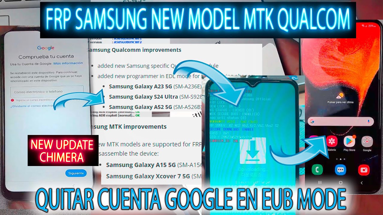 FRP SAMSUNG A23 S24 A52 A15 QUITAR CUENTA GOOGLE EN EUB MODE EDL NEW ...