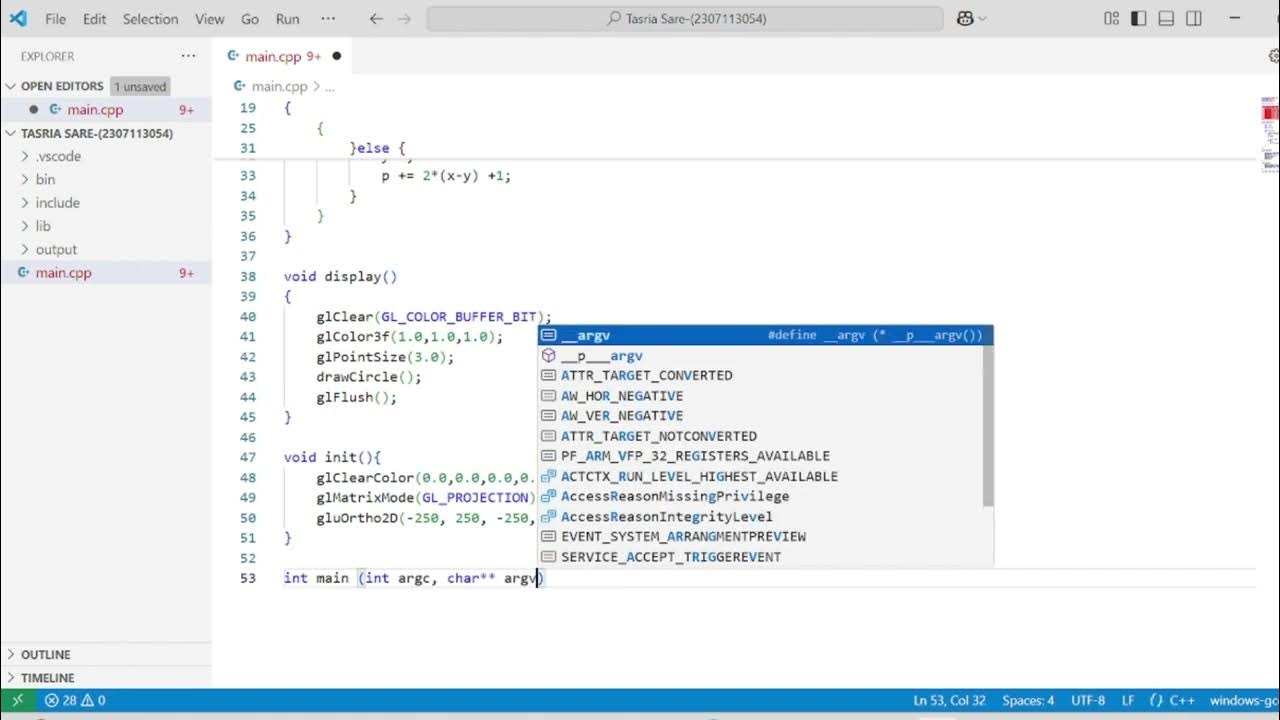 Tutorial Membuat Lingkaran Pada OpenGL dengan Menggunakan Algoritma Bresenham - YouTube