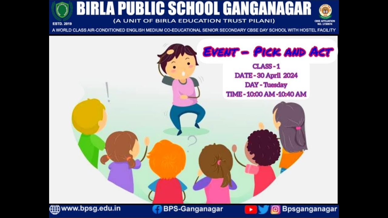 BPSG organized an Event "Pick & Act" for class I. - YouTube