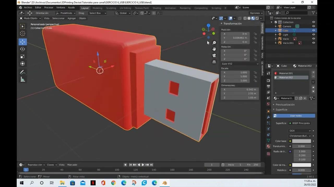 Como dar color a un modelo 3d en blender - YouTube