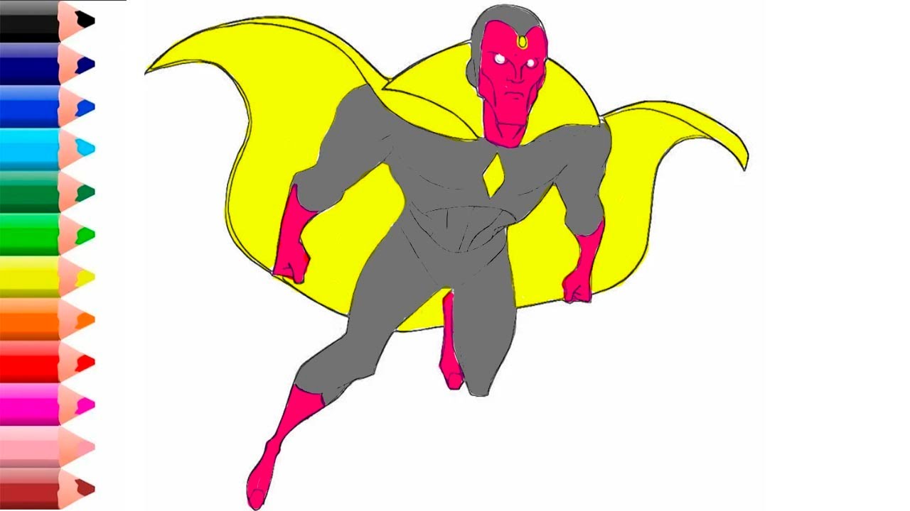 How to paint Vision? || marvel coloring pages - YouTube