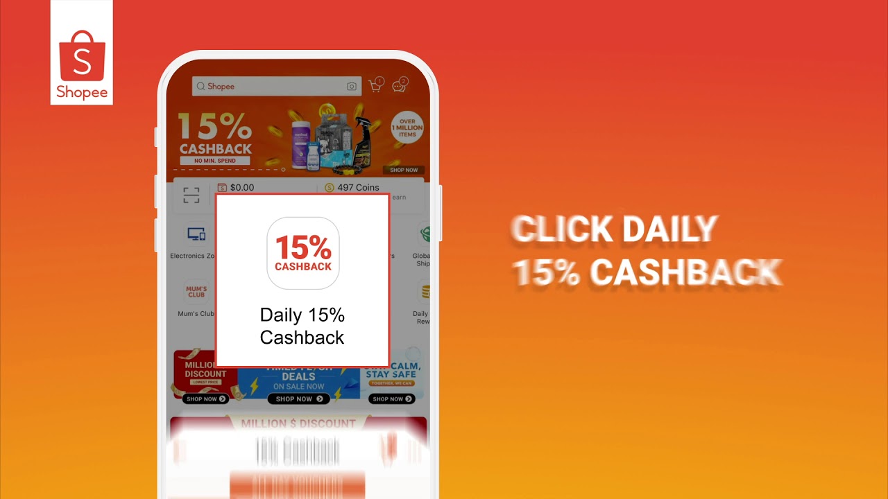 Enjoy 15% Cashback on Shopee! - YouTube