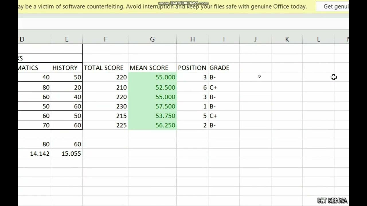Ms Excel Practical || Marks Workbook||If,Average, Stdev and sum functions - YouTube
