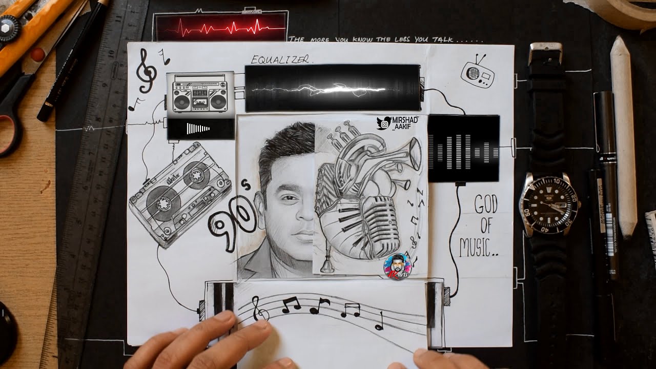 A R Rahman flip drawing - YouTube