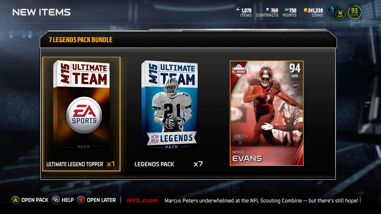 Madden 15 Ultimate Team LEGENDS BUNDLE & ULTIMATE LEGEND TOPPER ...