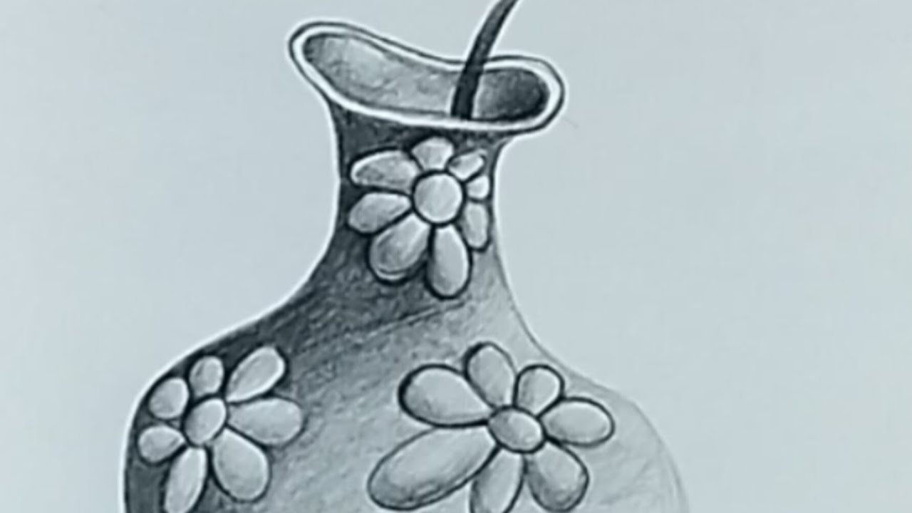 How to make Flower Vase pencil shading//Easy process pencil shading for ...