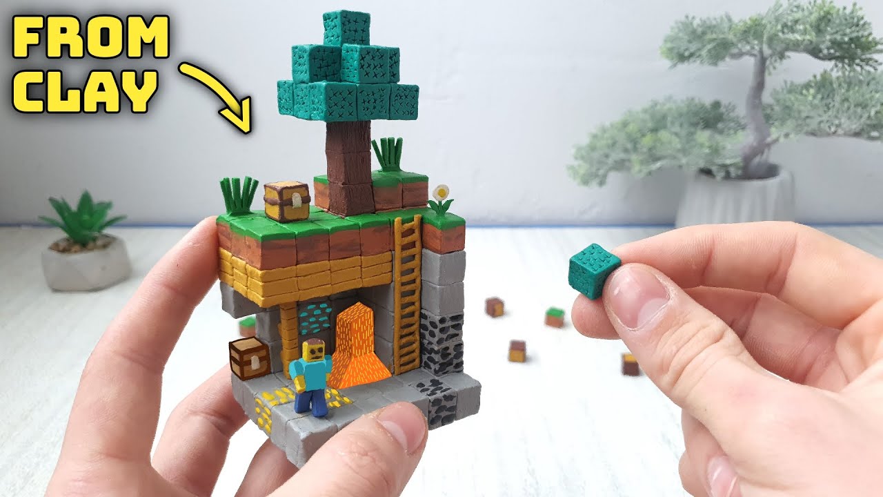 Minecraft diorama from plasticine Clay - YouTube