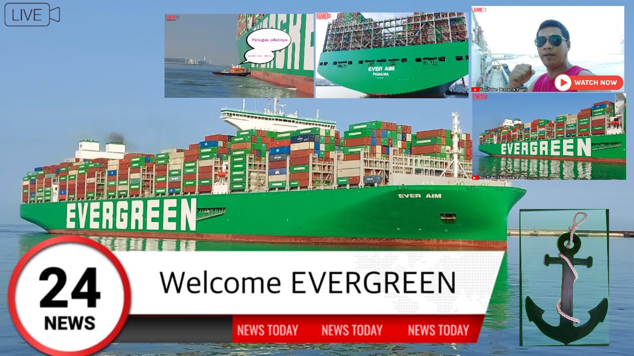 Kapal Container EVER AIM bongkar di pelabuhan Taipei - YouTube