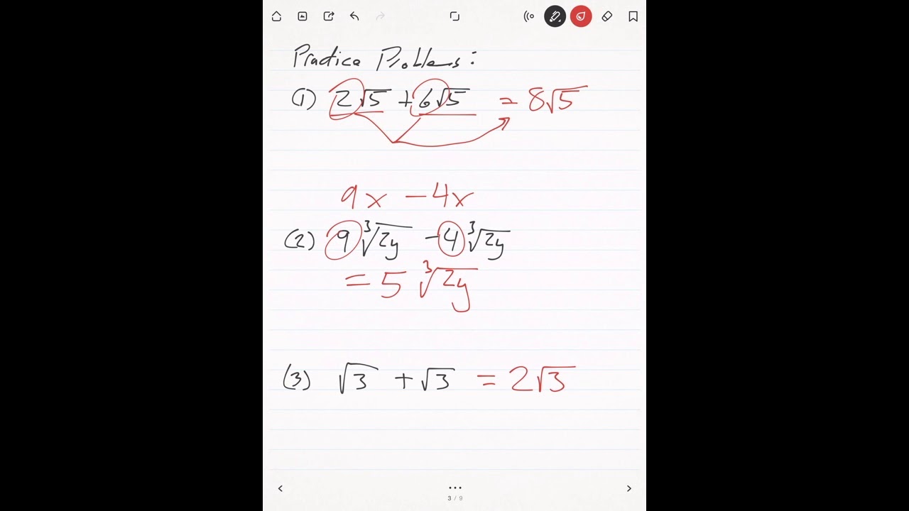 Adding and Subtracting Like Radicals - YouTube