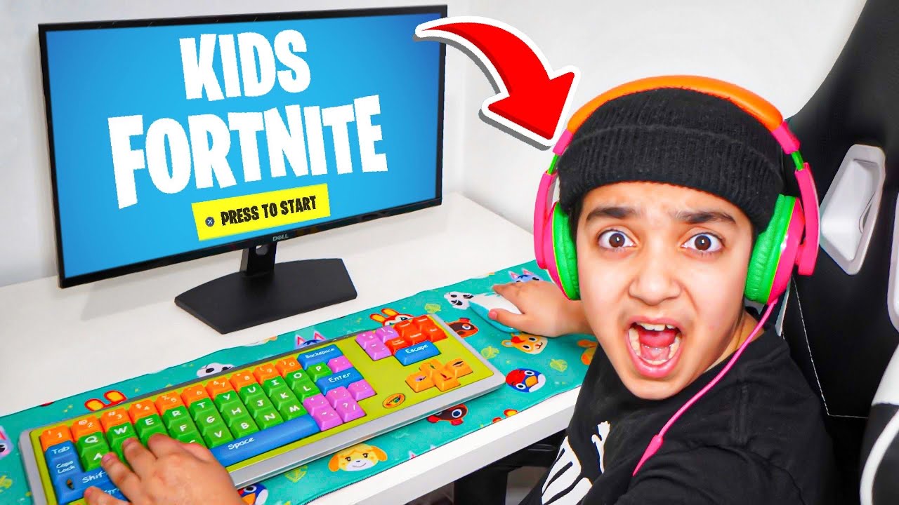 Little Brother Plays Fortnite With Gaming Setup MADE FOR KIDS... - YouTube
