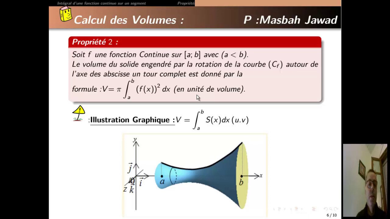P:Masbah Jawad :séance 8 du Calcul Intégral (calcul des volumes) - YouTube