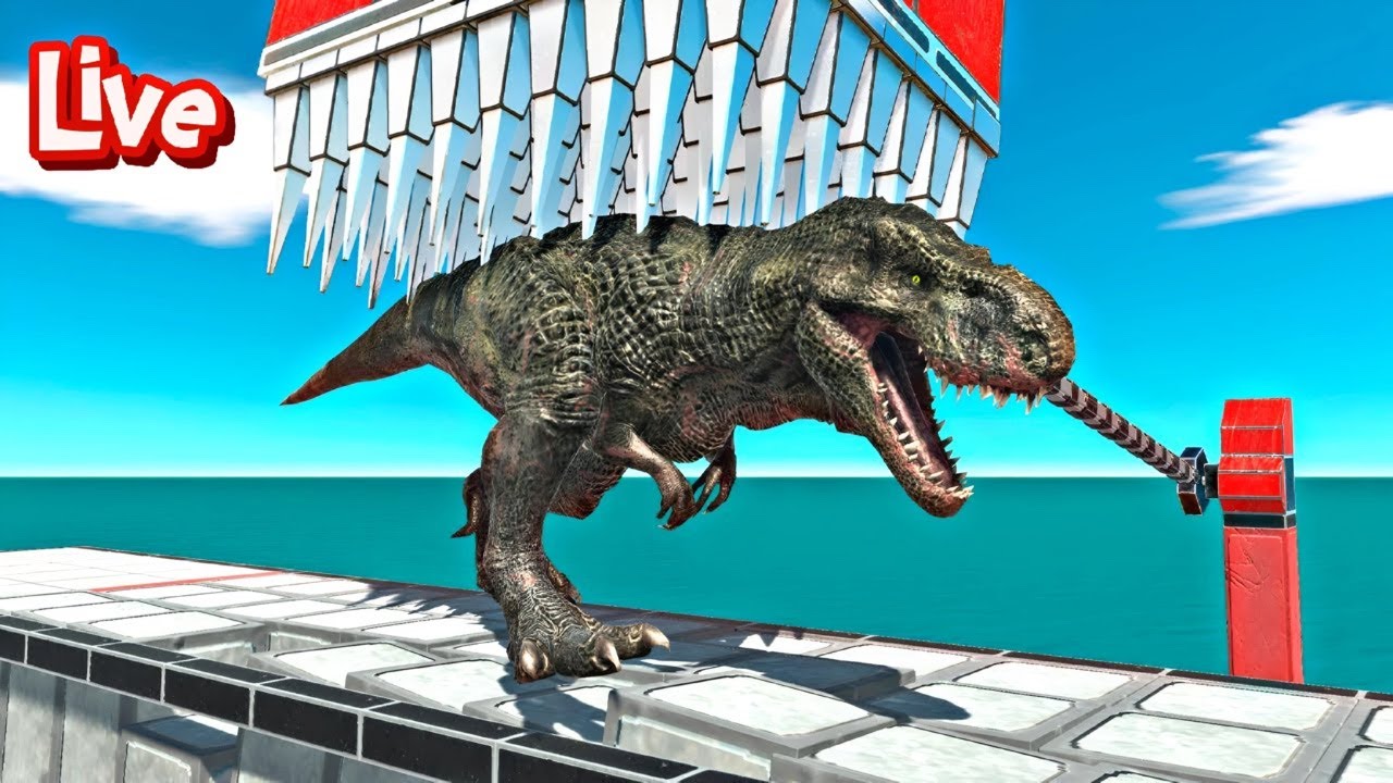 Live Dinosaur vs/ king kong Race Through Giant Blocks with Jet Engines ...