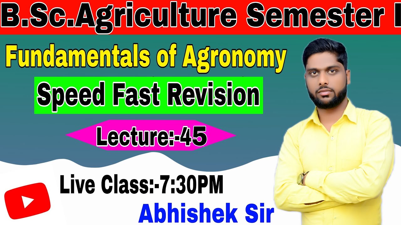 Fundamentals Of Agronomy | Speed Fast Revision | Bsc Agriculture ...