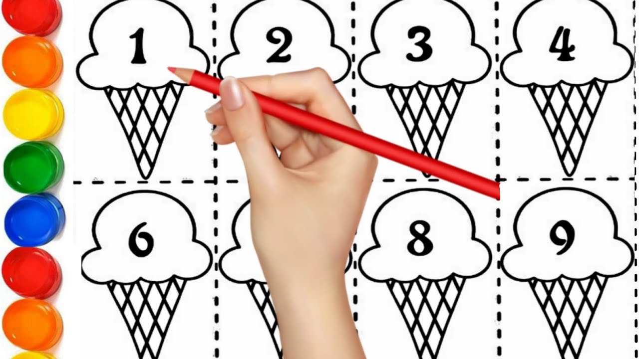 123 Drawing and Coloring | Coloring In 1 to 10 Counting ABC Coloring ...