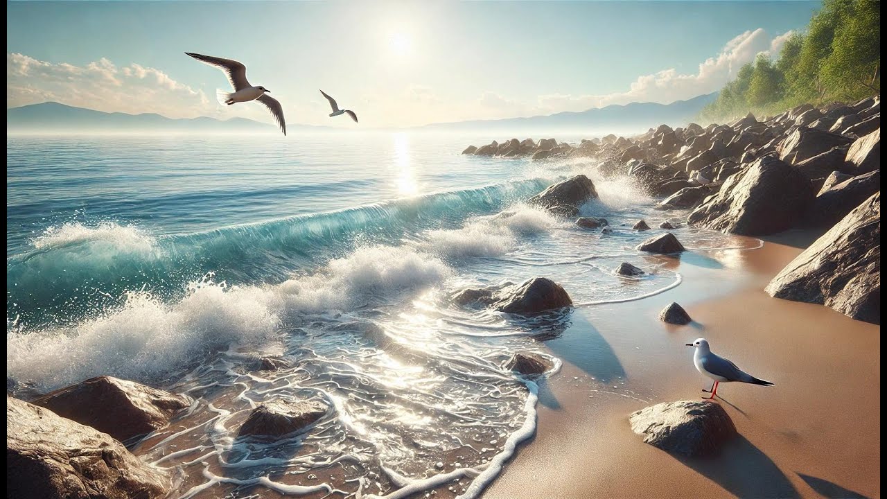 Relaxing Coastal Ambience | Ocean Waves, Splashing Water, and Seagulls ...