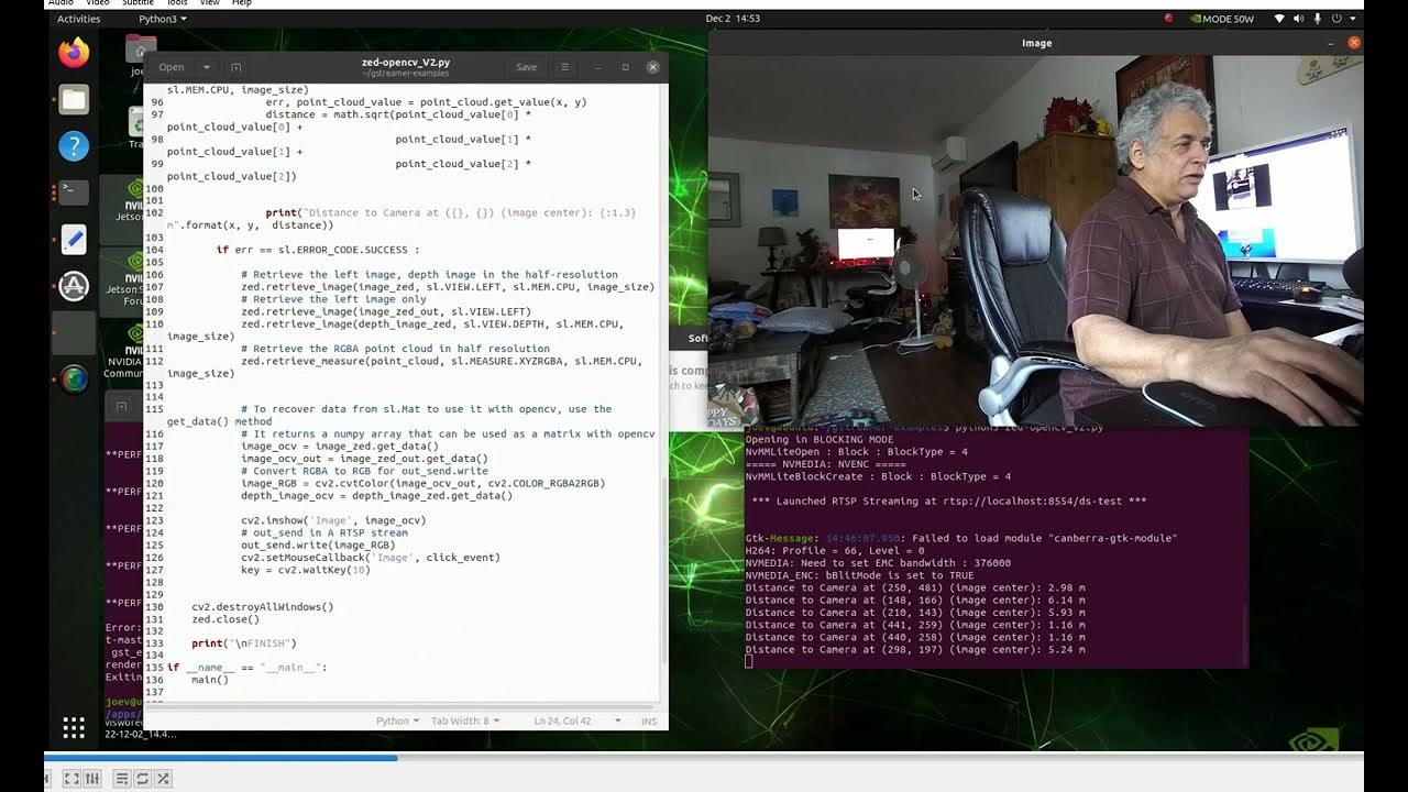 Jetson Nvidia AGX Orin Python example of ZED camera stream + OpenCV + RTSP out - YouTube