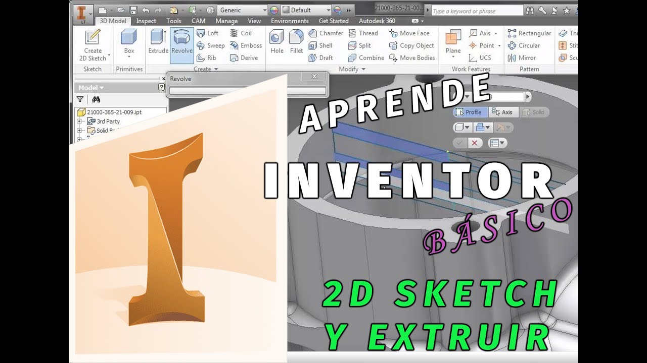 Dibujar en inventor 2d Sketch y comando extruir | diseño de parte - YouTube