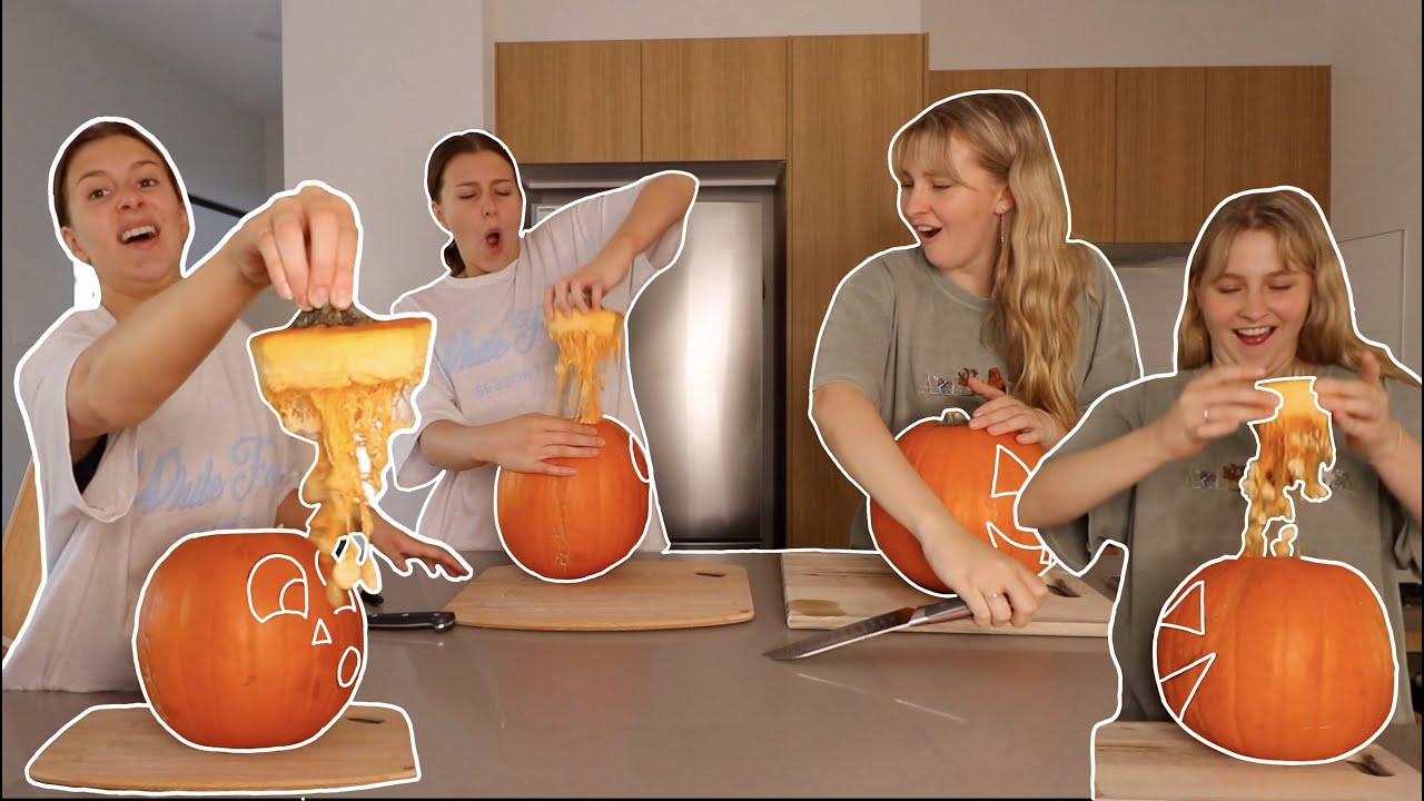 Australians attempt to carve pumpkins! Ft Georgia productions - YouTube