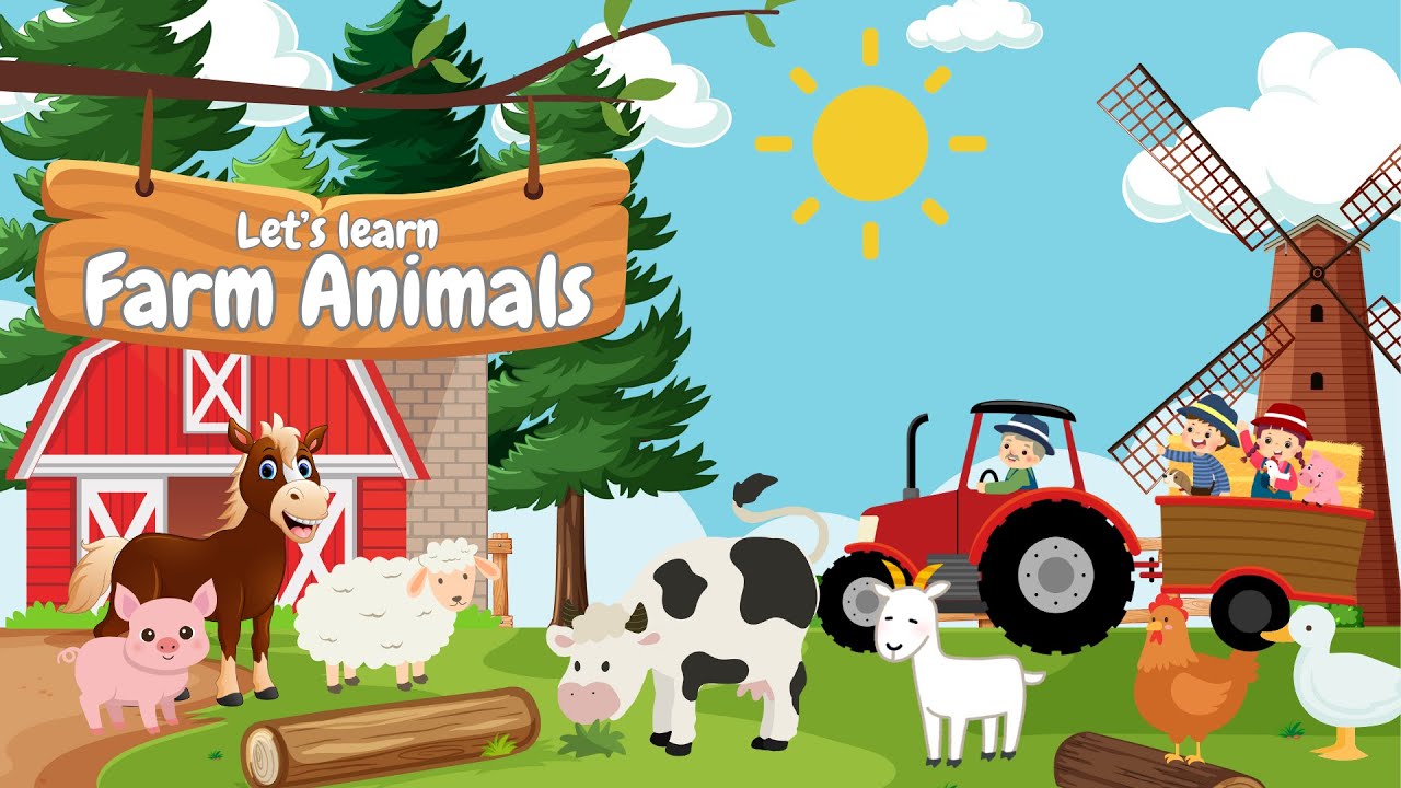 Farm Animals for Kids! Learn about the cow, pig, horse, sheep, goat ...