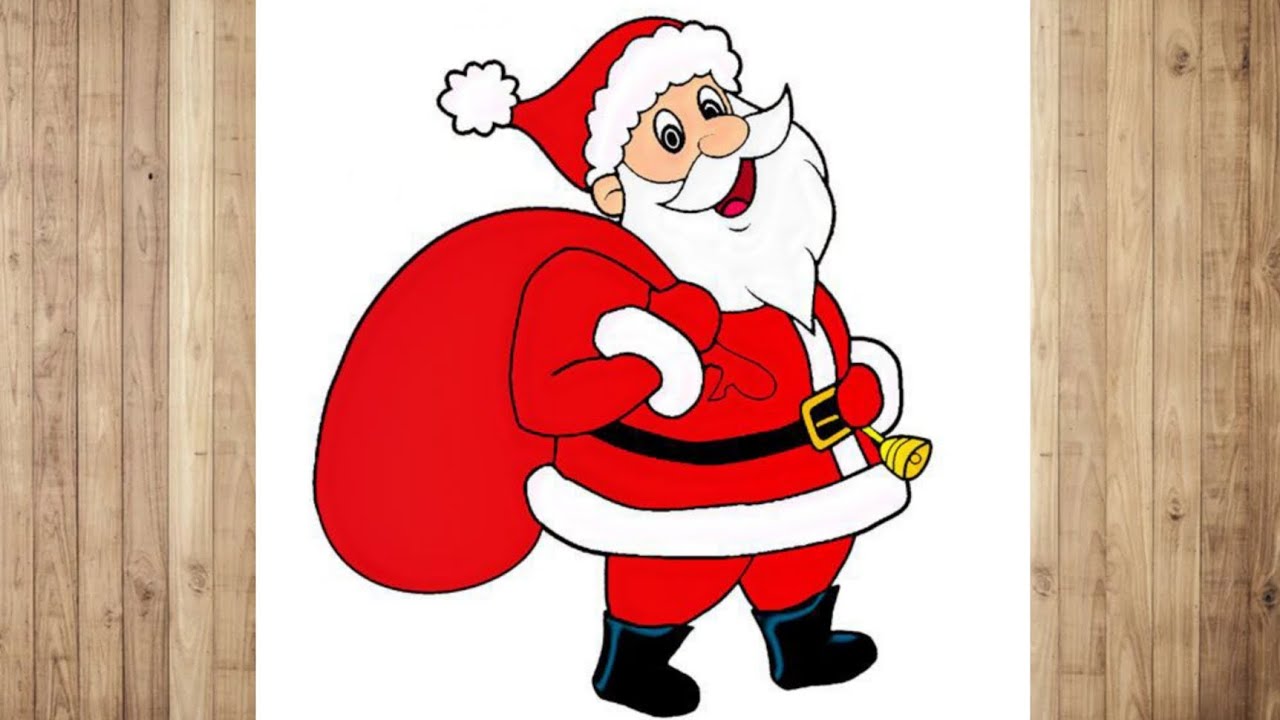 How To Draw Santa Claus with Gift Bag | Christmas Draw Tutorial - YouTube