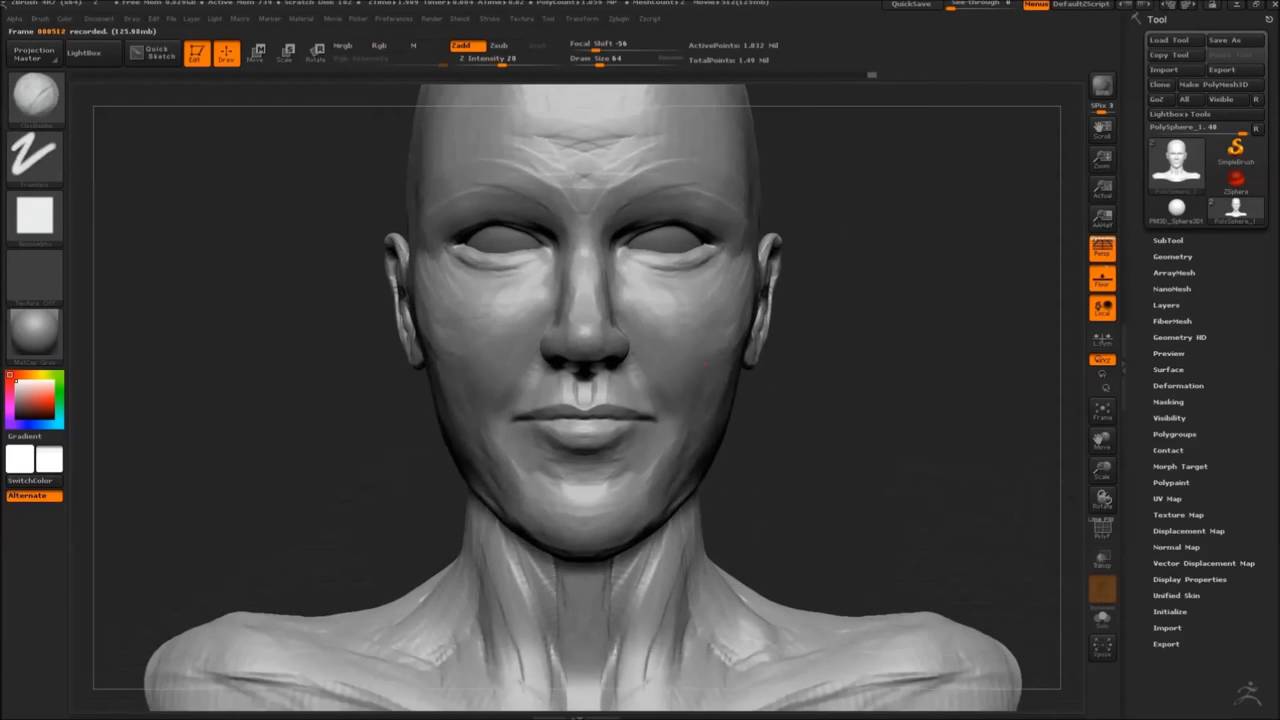 Zbrush head sculpt (Timelapse ) - YouTube