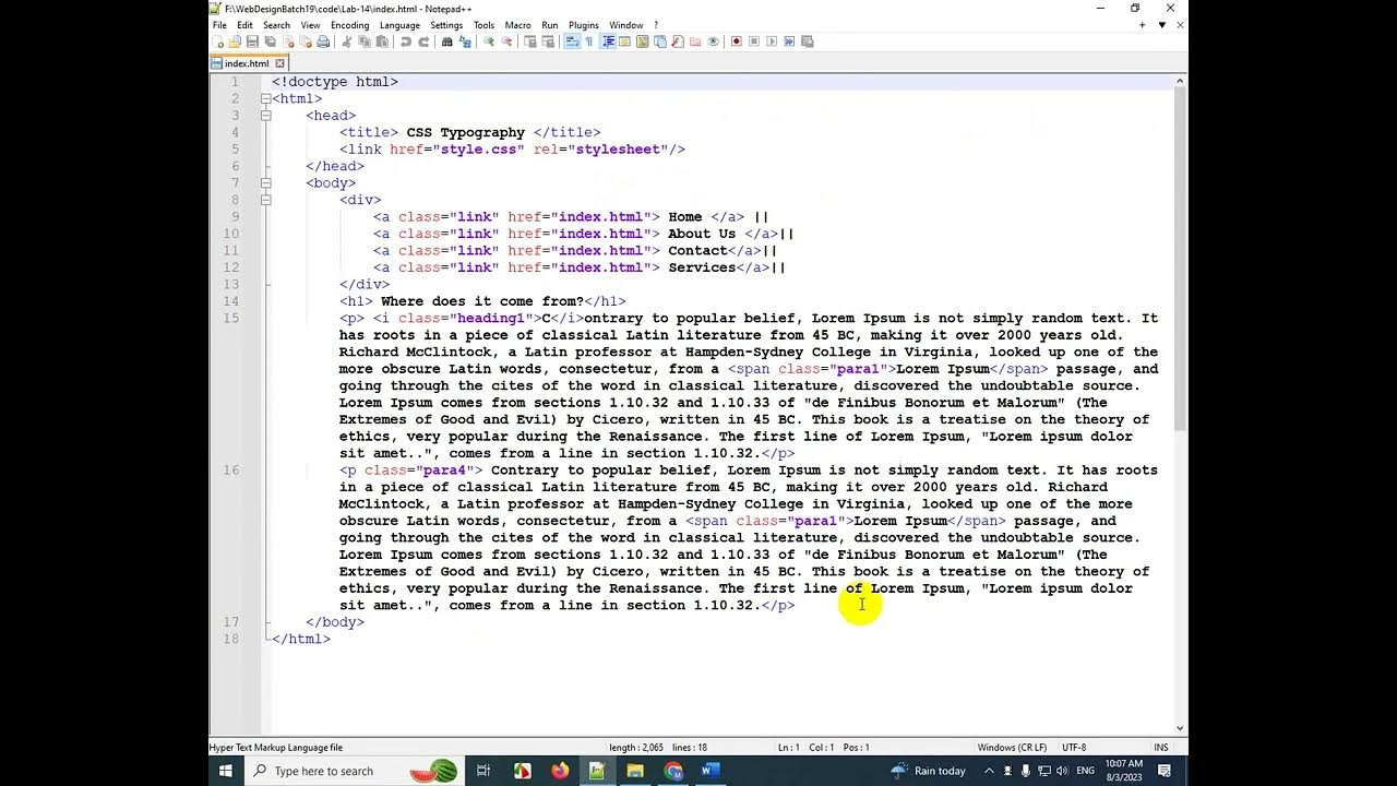 Lab 14 Part-01 || HTML Element || Web Design -19 - YouTube