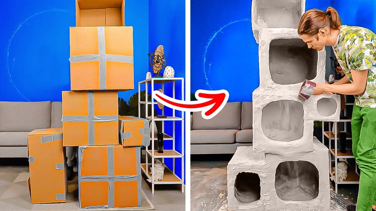 Making Unique DIY Shelf Out Of Cardboard - YouTube