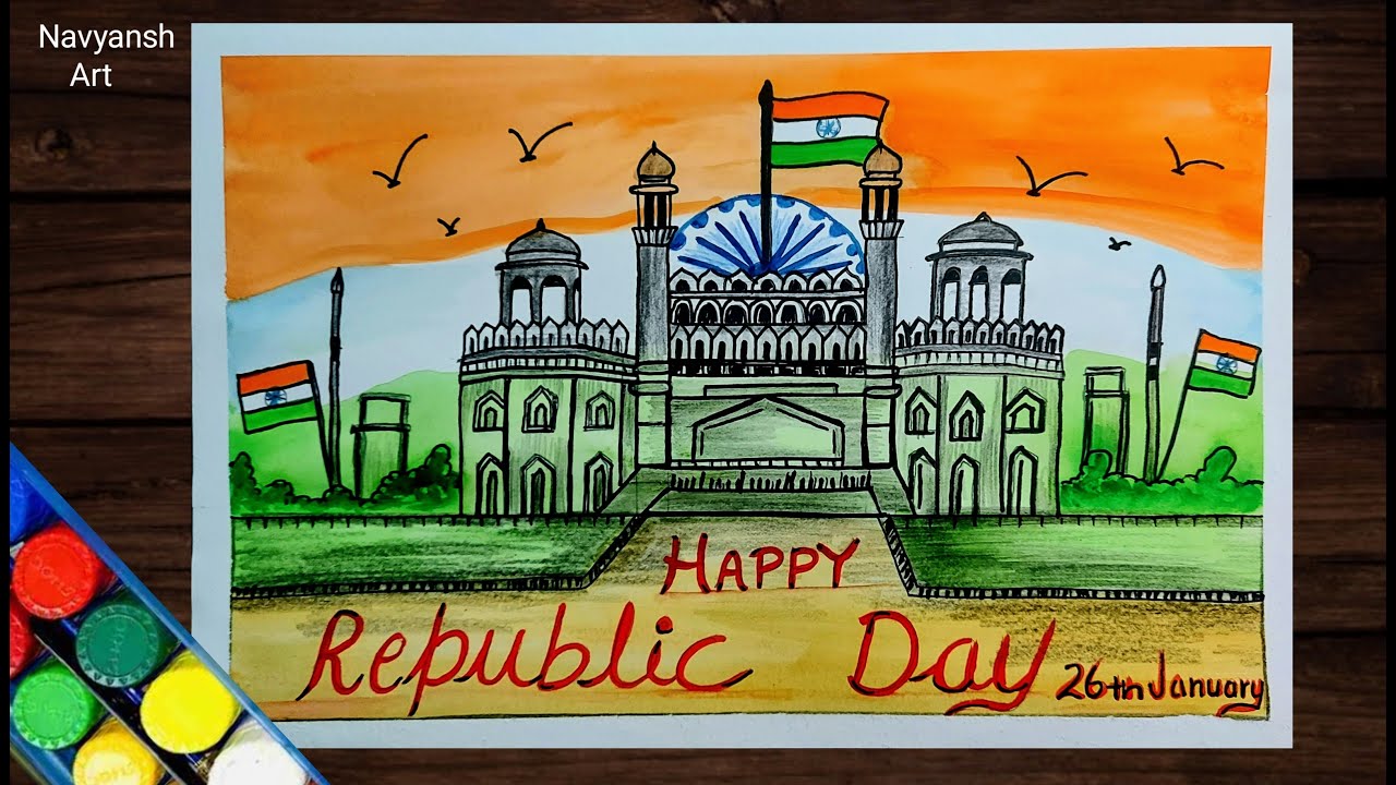 Indian Republic Day poster drawing / 26 January drawing / How to draw ...