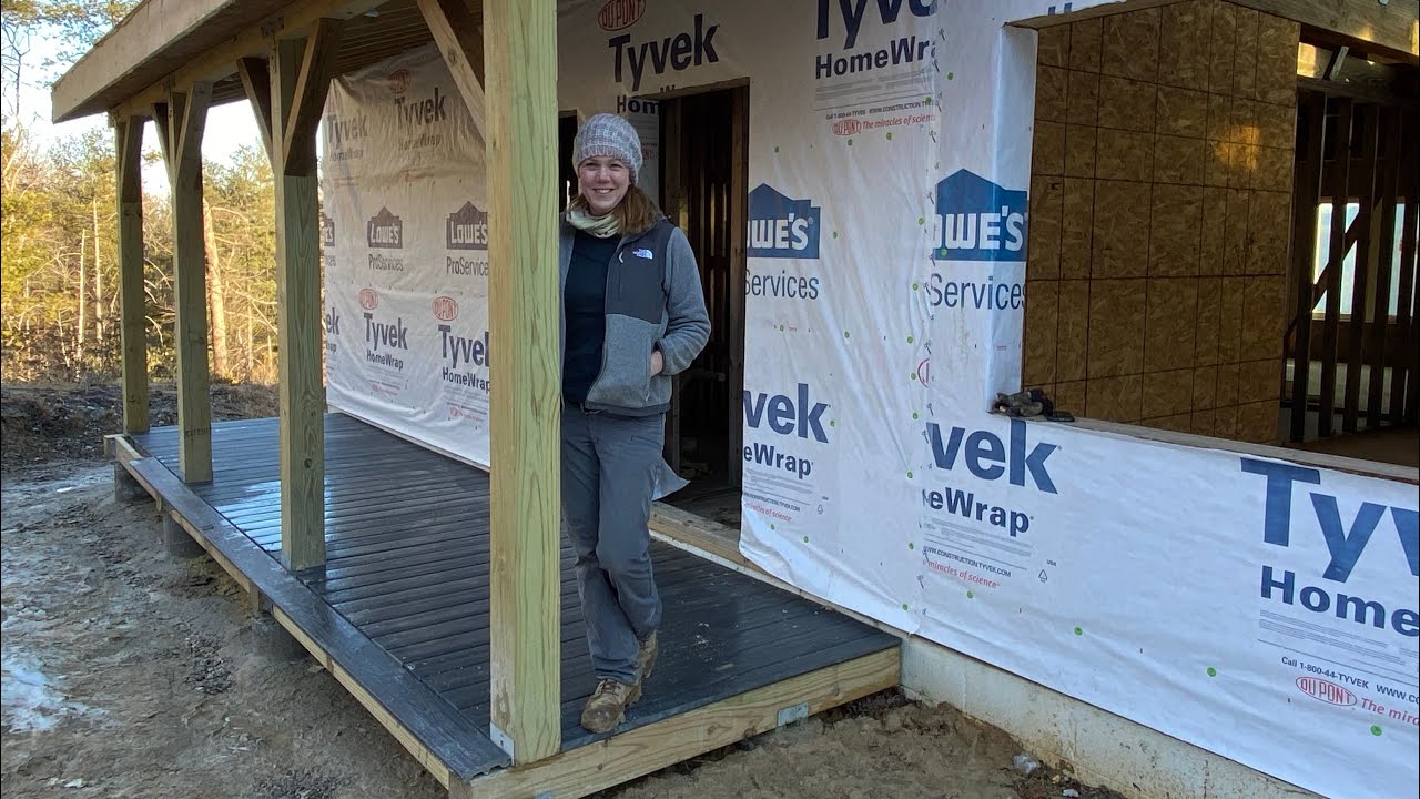 Building a deck. Composite decking. DIY SIPs panel house build #117 ...