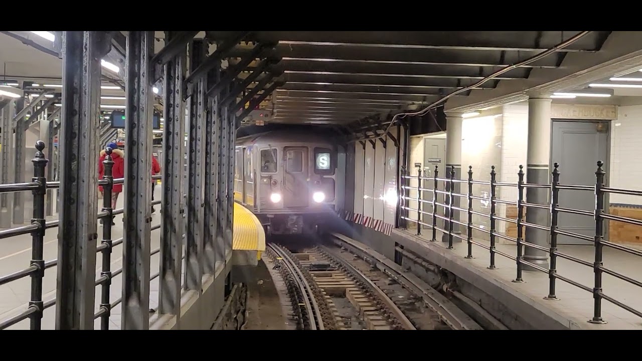 Track 1: Times Square 42nd St bound R62A Shuttle train at Times Square ...