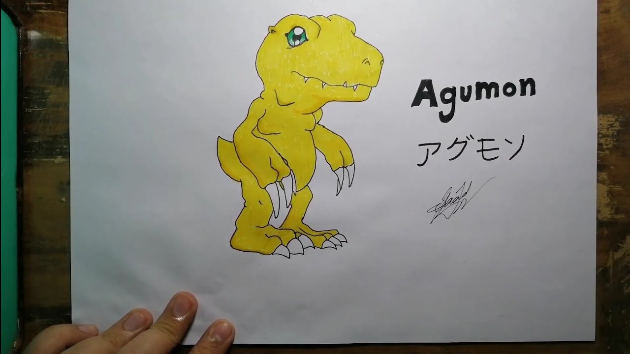 How to draw Agumon easy step-by-step SAAD - YouTube