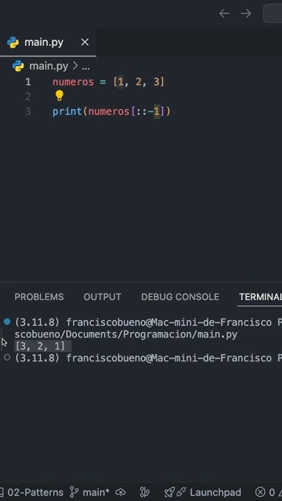 Invierte una lista en Python con una sola línea usando slicing #python #shorts #slicing # ...