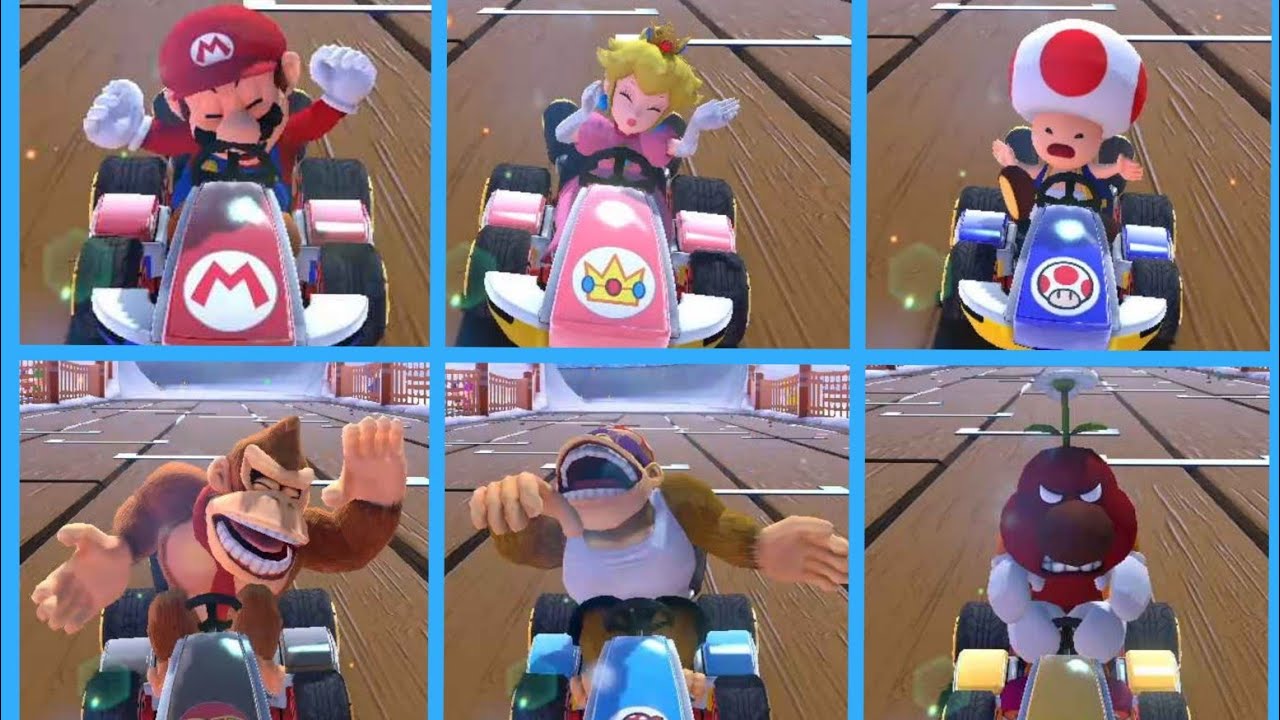 All characters burning out in Mario Kart 8 Deluxe - YouTube
