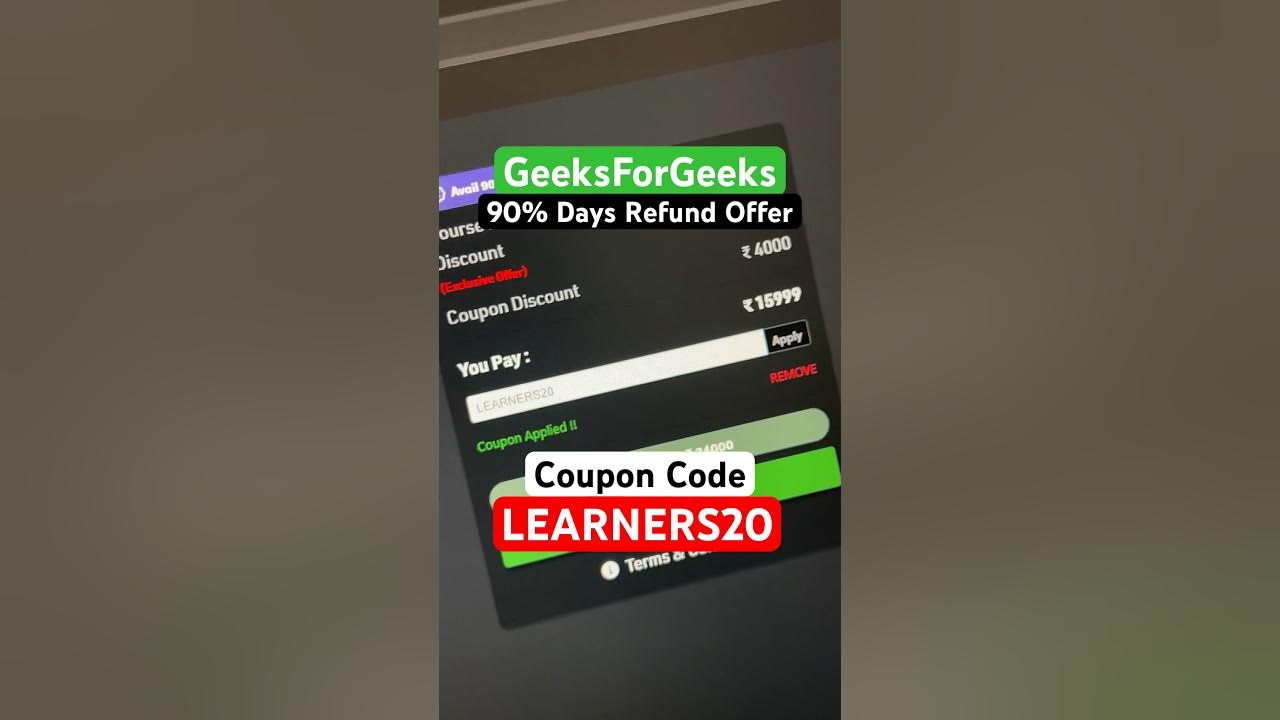 Gfg 90days Challenge Geeksforgeeks Coupon Code Gfg Coupon Code Ytshorts Gfgcouponcode