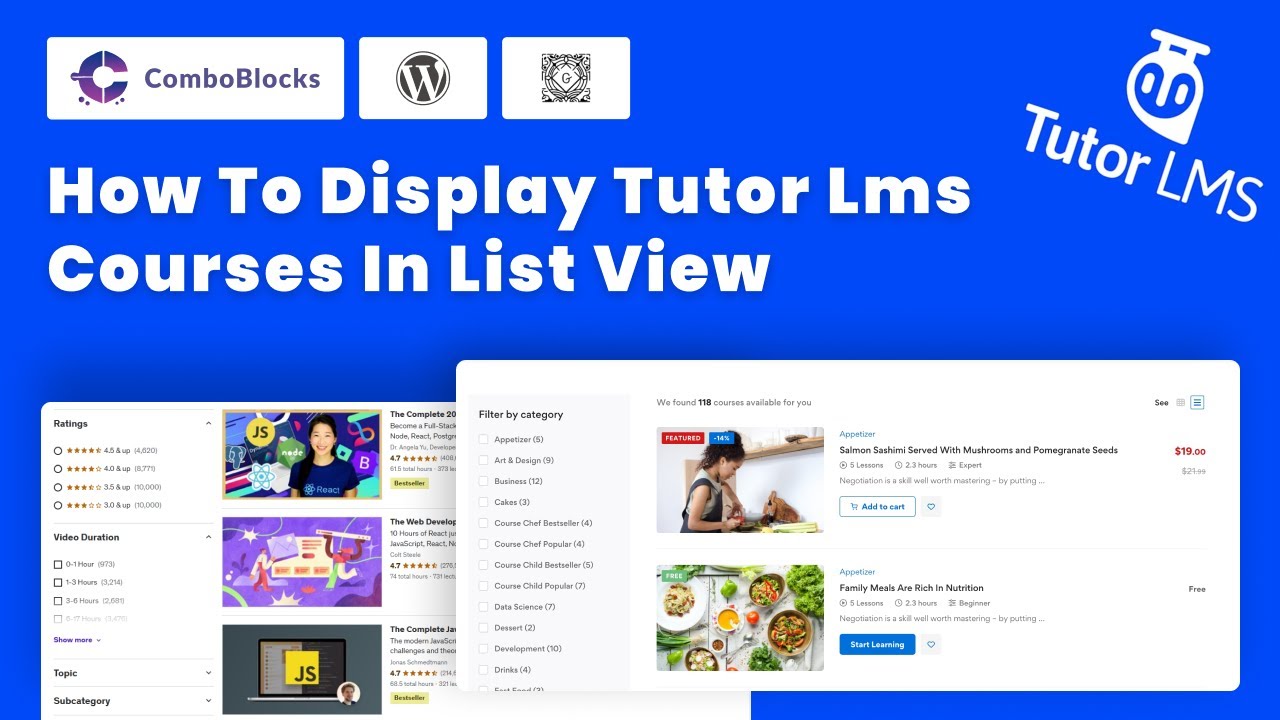 how to display tutor lms courses in list view - YouTube
