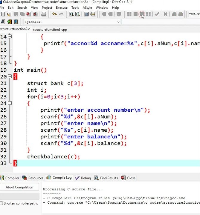 Passing array of structures as Argument to a Function - YouTube