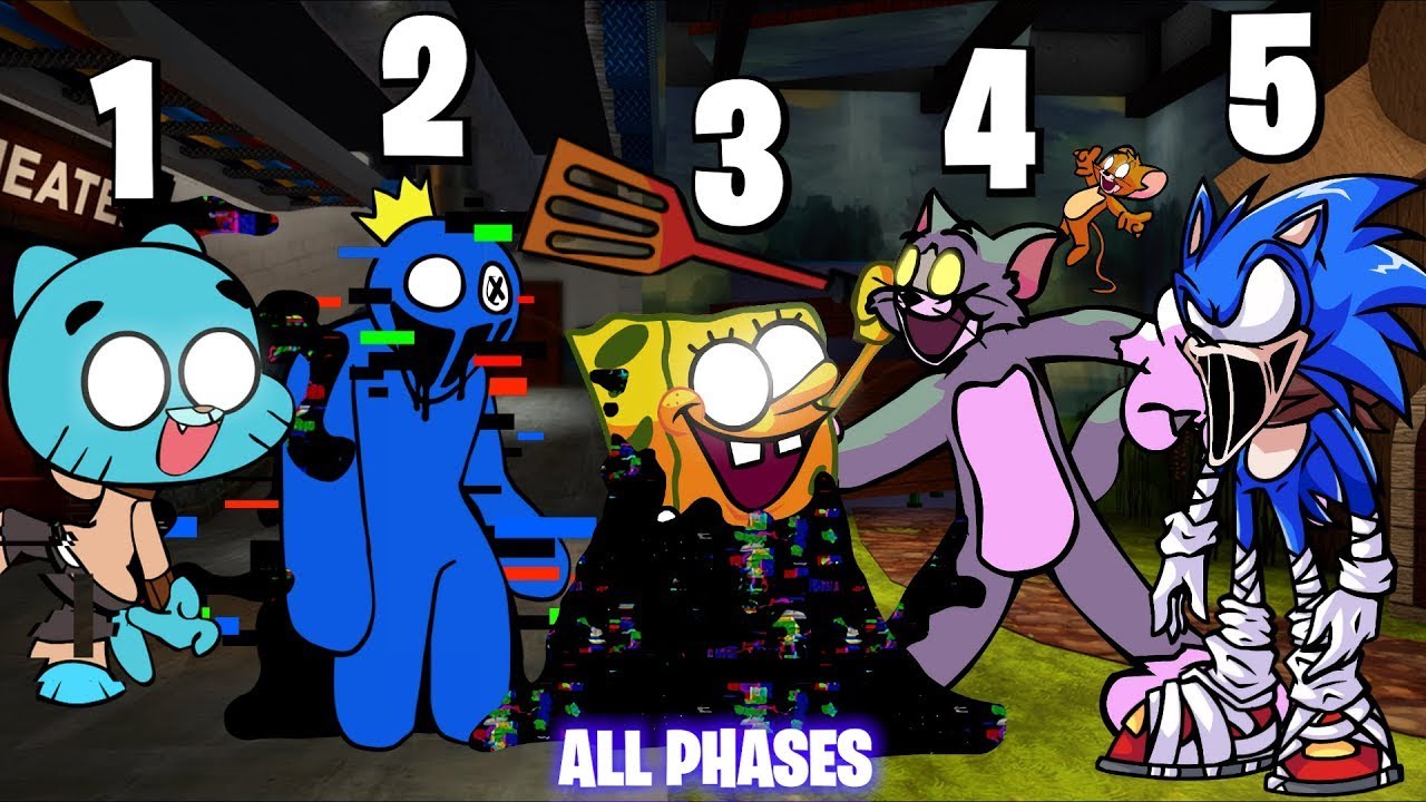 NEW Pibby ALL PHASES - Friday Night Funkin' (Rainbow Friends, Gumball ...