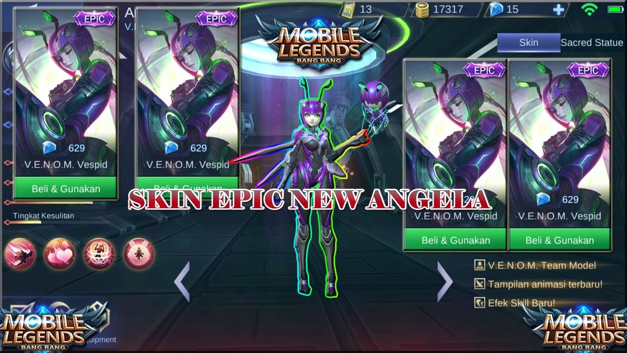 NEW SKIN ANGELA EPIC - EPIC SKIN V.E.N.O.M Vespid GAMEPLAY MOBILE ...