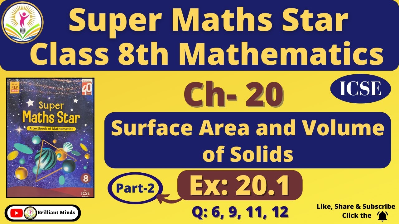 Ch- 20 Surface Area and Volume of Solids | Class 8th ICSE | Super Maths ...