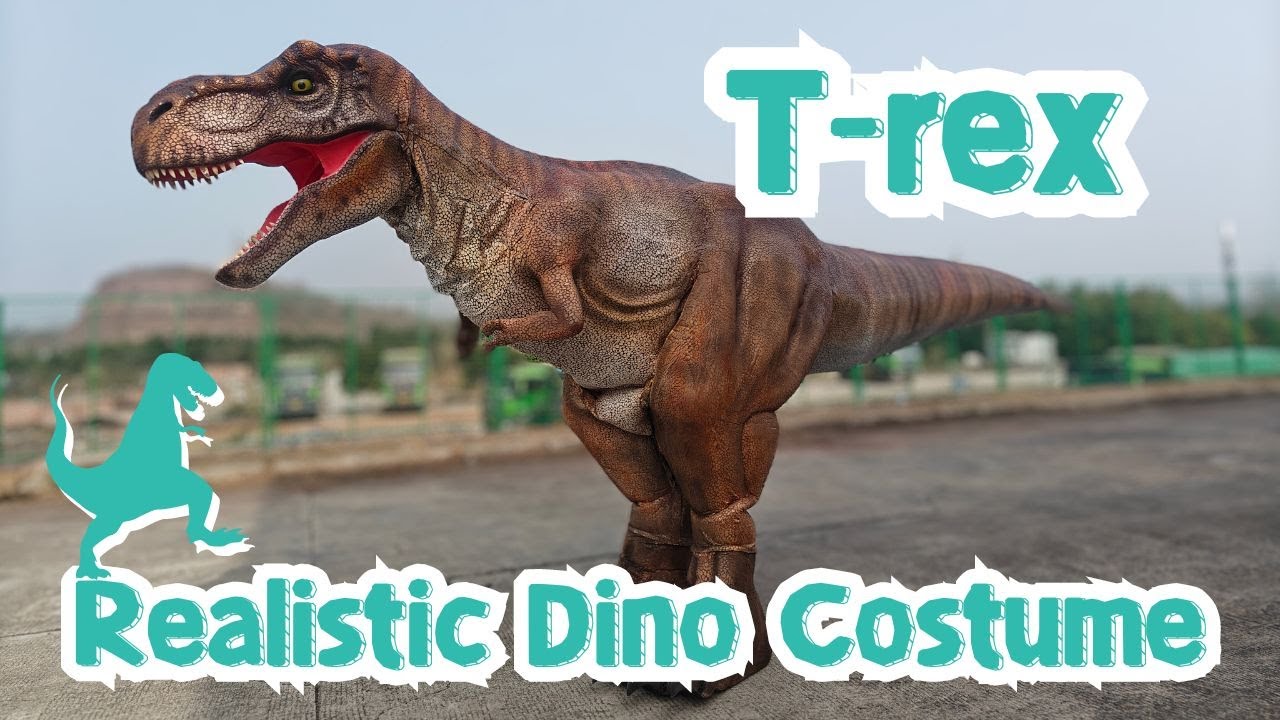 Let's try on Hidden Leg T-Rex Costume | Realistic Dino Costume - YouTube