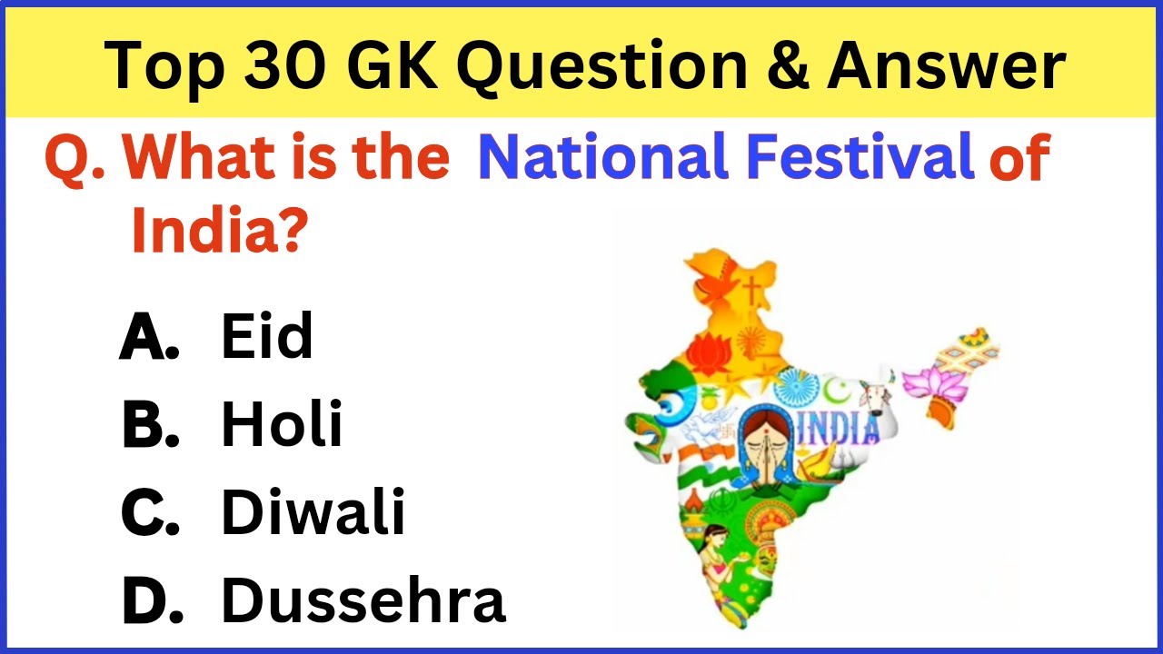 Top 30 INDIA Gk Question and Answer | Gk Questions and Answers | Gk ...