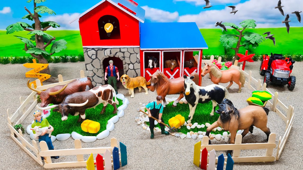 Best diy miniature Farm Village with Barnyard Animal - Barn for Cow ...