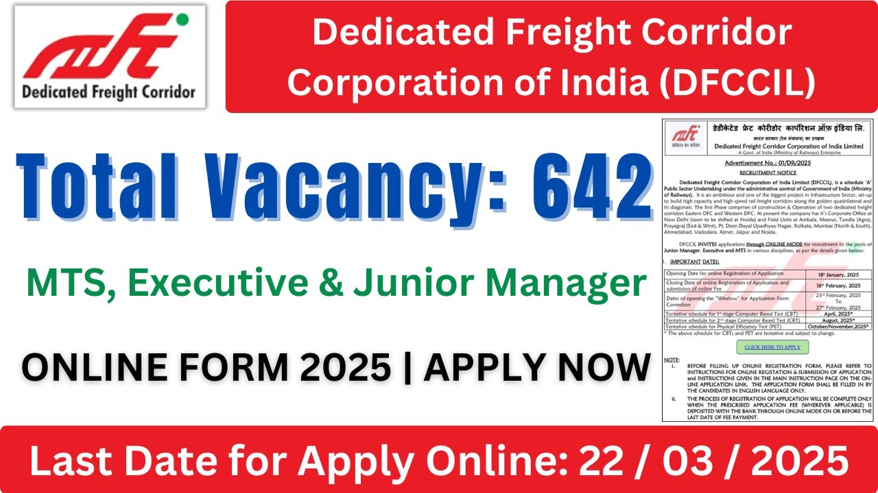 DFCCIL Recruitment 2025 Offers 642 EXCITING Jobs - YouTube