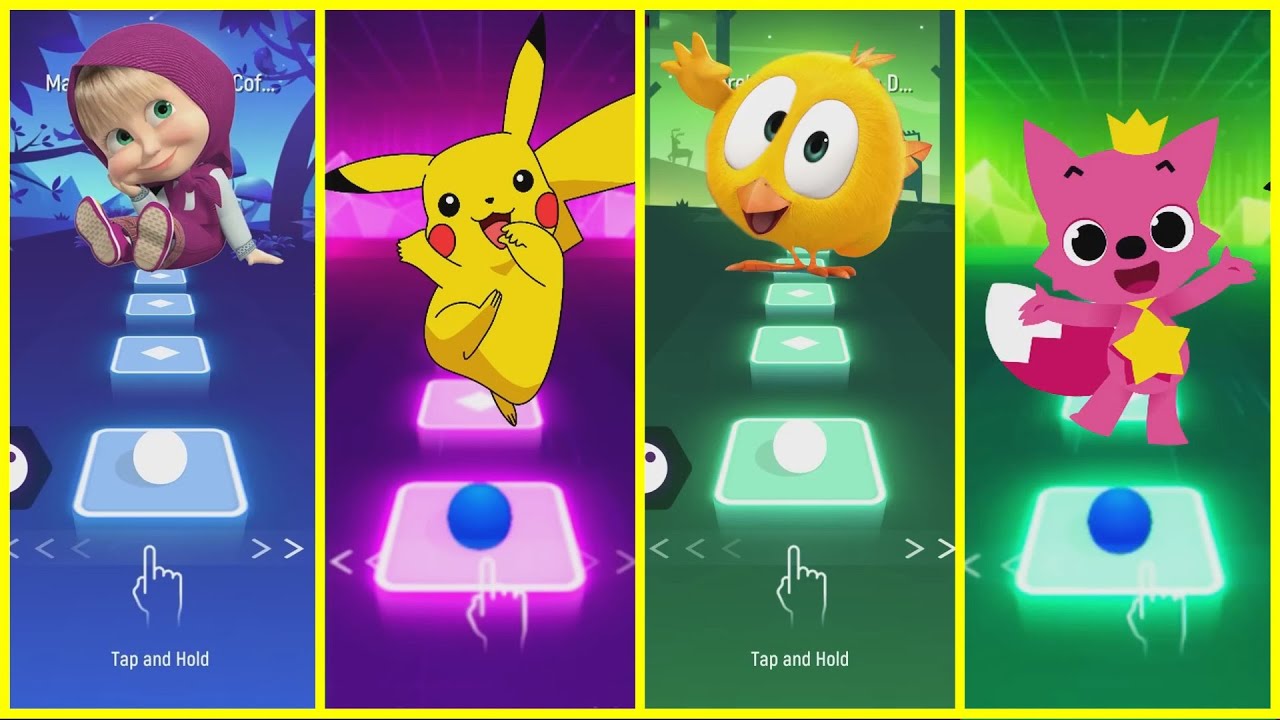 Masha and the Bear Vs Pikachu Vs Where's Chicky Vs Pink Fong | Tiles ...