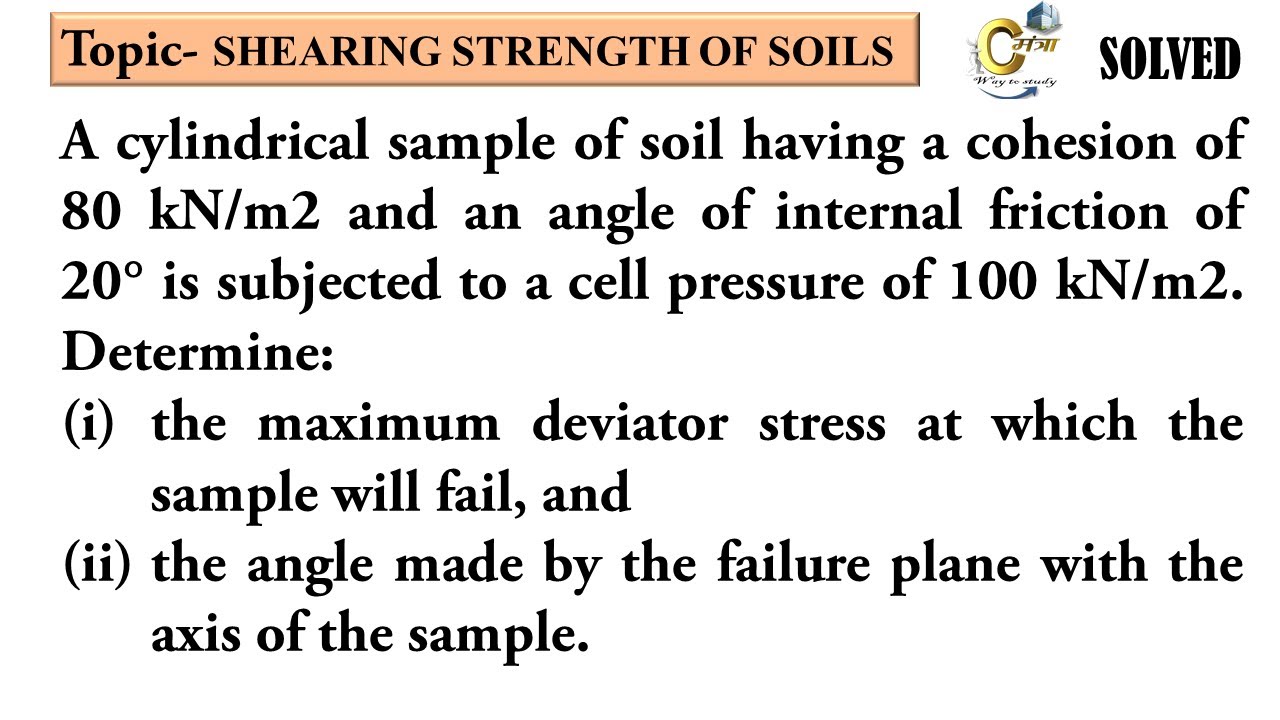 A cylindrical sample of soil having a cohesion of 80 kN/m2 and an angle ...