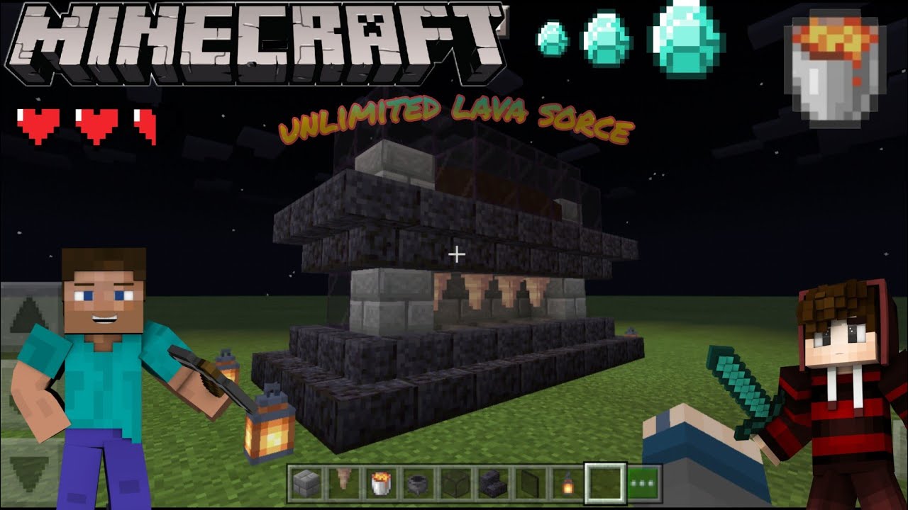 How to make unlimited lava source ||MINECRAFT||POCKET EDITION||MCPE ...