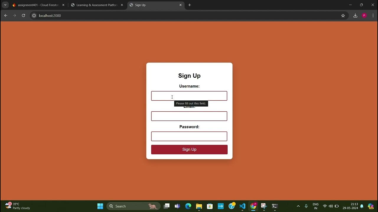 Signup and Login page using node js and express with firebase database - YouTube