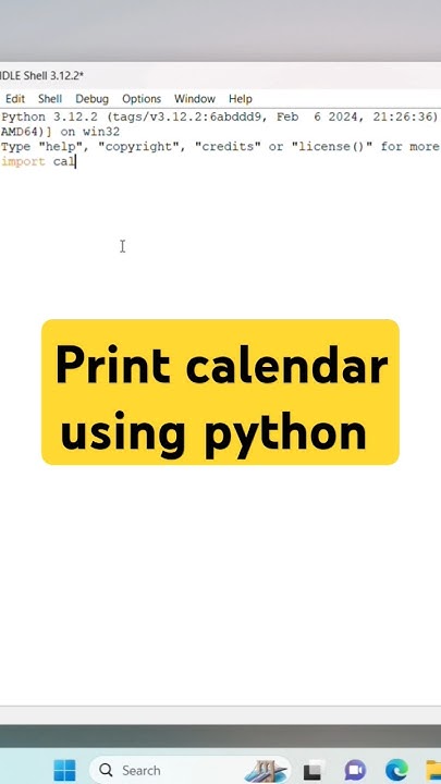Print Calendar using Python || Learn python || coding short - YouTube